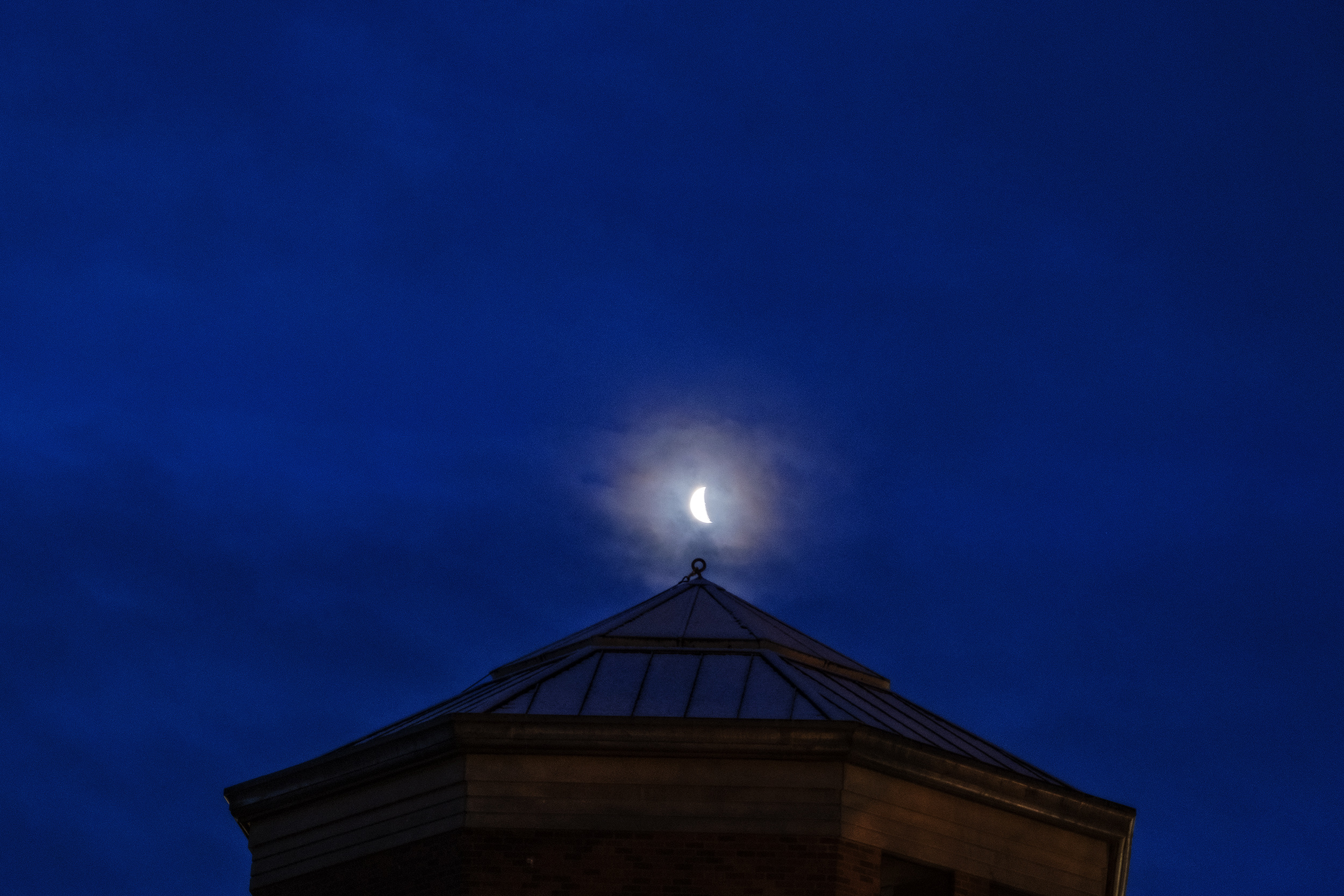 Moonset over campus | A day A Photo